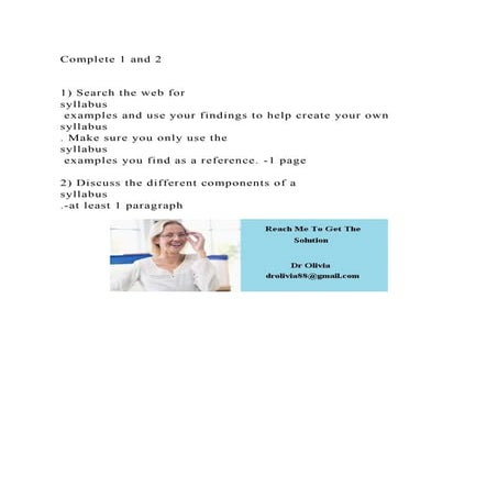 Complete 1 and 21) Search the web for syllabus examples an.docx