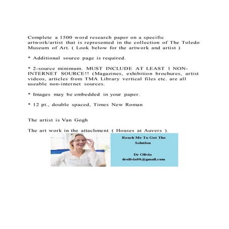 Complete a 1500 word research paper on a specific artworkartist | DOCX