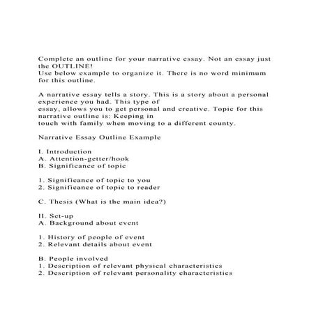 Narrative essay outline example | PPT