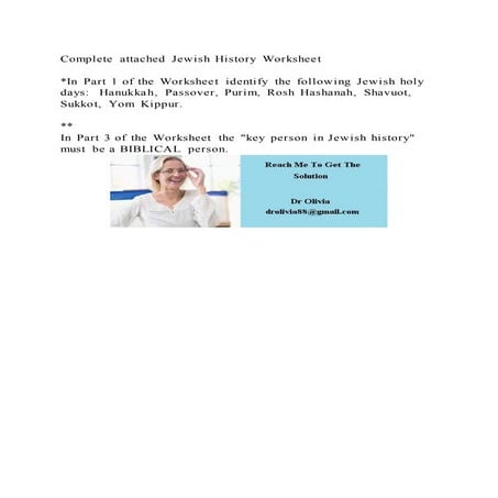 Complete attached Jewish History Worksheet In Part 1 of the Wor | DOCX