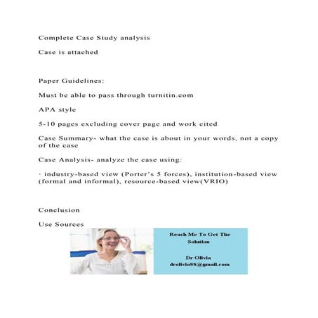Complete Case Study analysisCase is attached Paper Guide.docx | Style ...