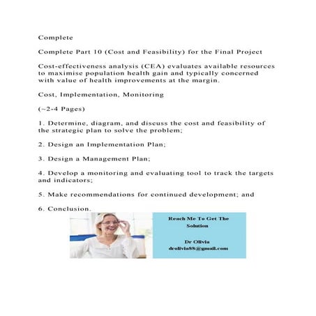 CompleteComplete Part 10 (Cost and Feasibility) for the Final Pr.docx