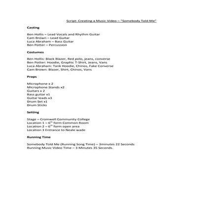 Shot List- Completed! | DOCX