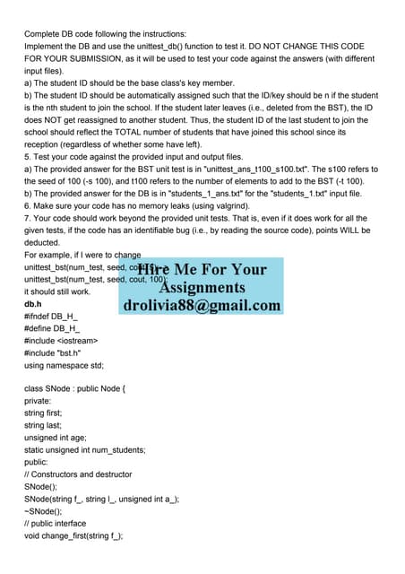 Complete DB code following the instructions Implement the D.pdf Complete DB code following the instructions Implement the D.pdf