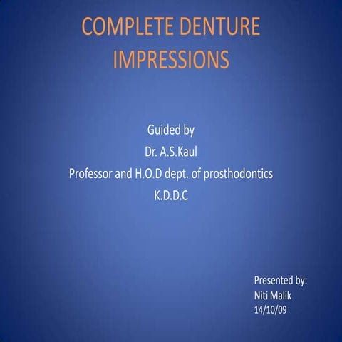 Complete denture impressions | PPTX