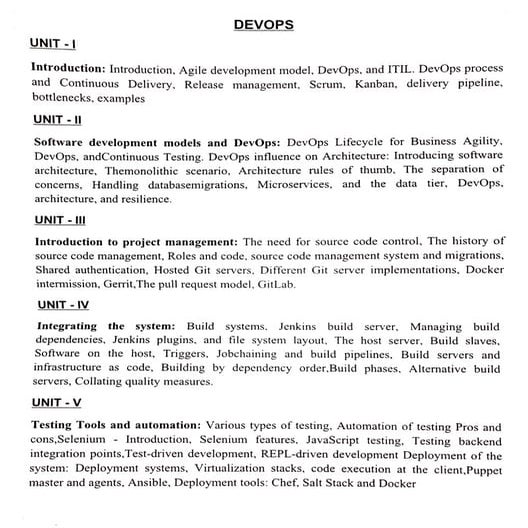 Devops all units document for btech students | PDF