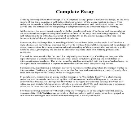 Complete Essay | PDF