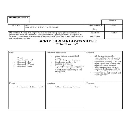 Complete filming planning sheet | PDF