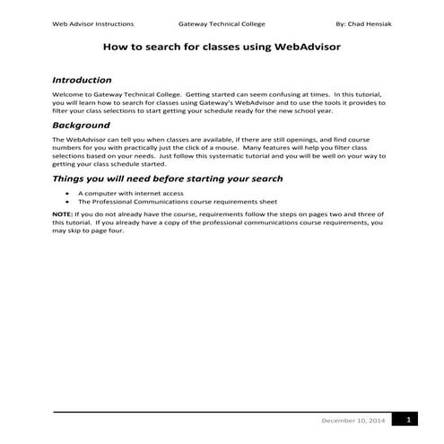 Web Advisor Instructions For Gateway Technical College | PDF | College ...