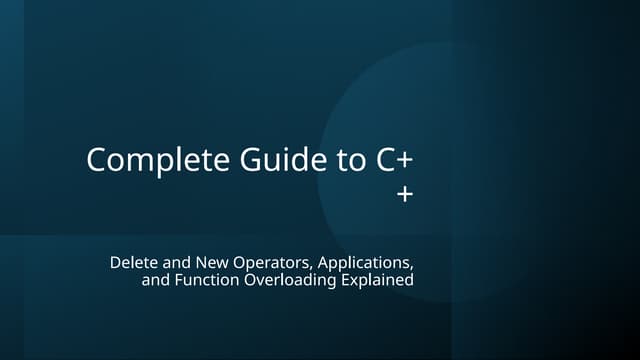 Key Programming Concepts Delete And New Operators Applications Default Arguments And