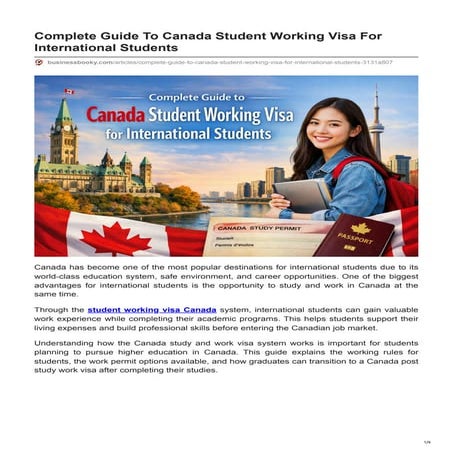 Complete Guide To Canada Student Working Visa For International ...