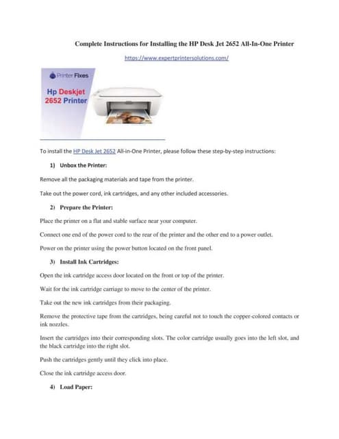 Complete Instructions for Installing The HP Desk Jet 2652 All (1).ppt Complete Instructions for Installing The HP Desk Jet 2652 All (1).ppt