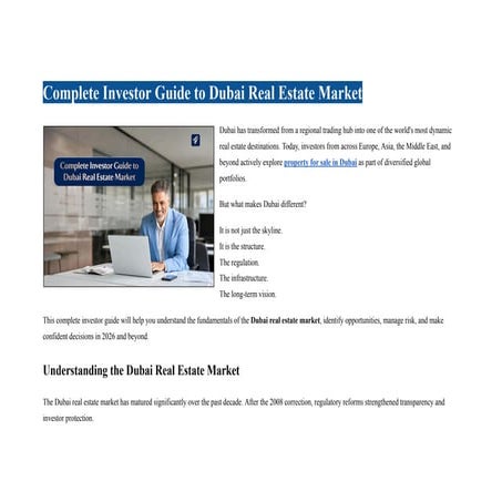 Complete Investor Guide to Dubai Real Estate Market in 2026 and Beyond ...