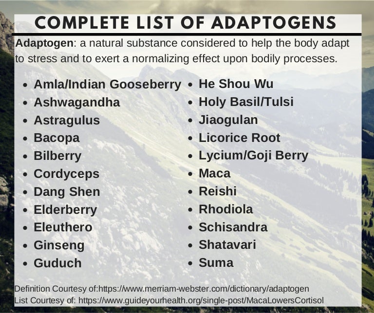 Complete List Of Adaptogens