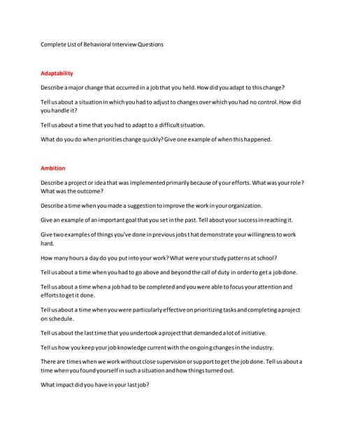 Performance Based Interviewing (PBI) Questions | PPT