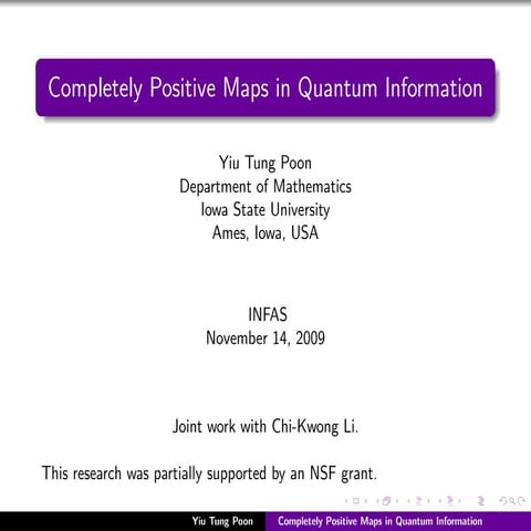 Completely positive maps in quantum information | PDF