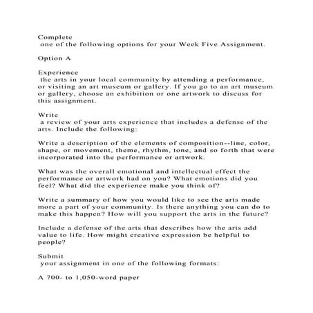 Complete one of the following options for your Week Five Assignmen.docx
