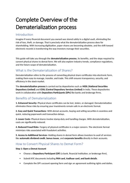 Dematerialization - Physical to Demat Shares.ppt