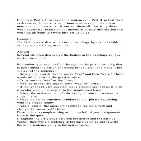 Complete Part I, then revise the sentences in Part II so that thei.docx