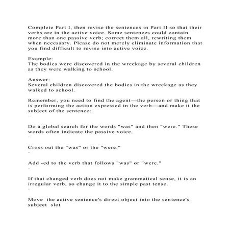 Complete Part I, then revise the sentences in Part II so that their .docx
