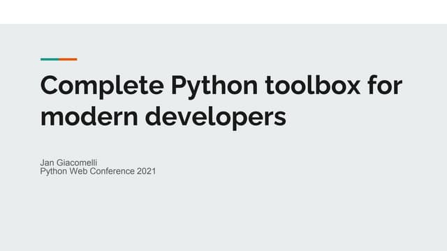 Complete Python Toolbox For Modern Developers Ppt
