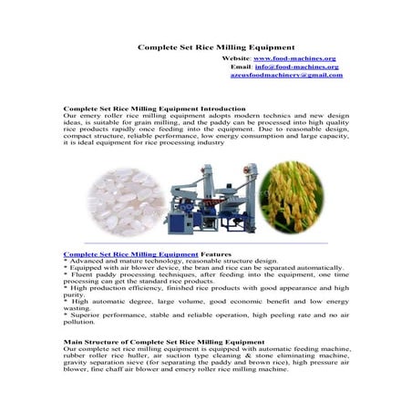 Complete set rice milling equipment | PDF