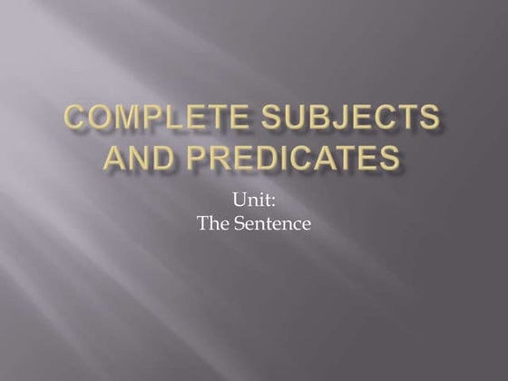 SUBJECT AND PREDICATE | PPTX | Chemistry | Science
