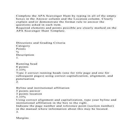 Complete the APA Scavenger Hunt by typing in all of the empty boxes .docx