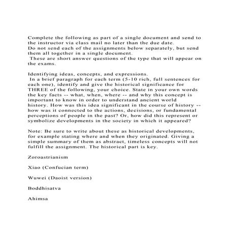 Complete the following as part of a single document and send to .docx