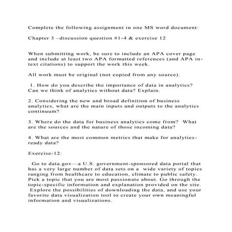 Complete the following assignment in one MS word document Chapt.docx