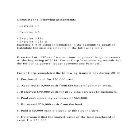 Complete the following assignments · Exercise 1-4· Exercis.docx