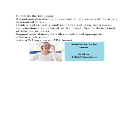 Complete the followingRecord and describe six of your initial imp.docx