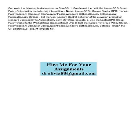 Complete the following tasks in order on CorpDC 1 Create a.pdf