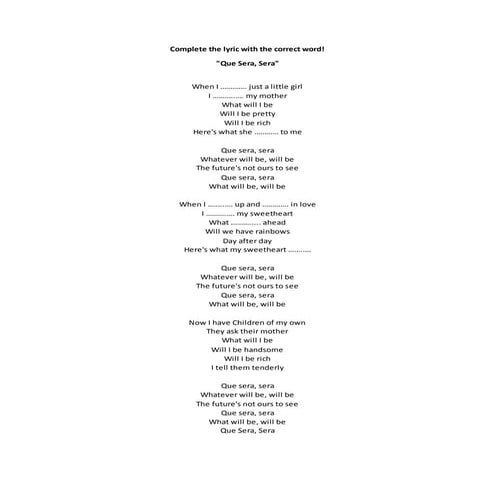 Complete the lyric with the correct word | DOCX