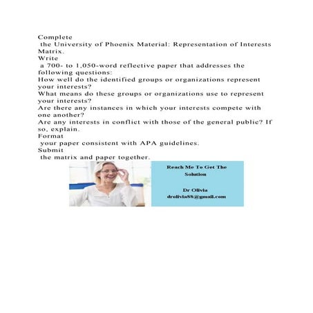Complete the University of Phoenix Material Representation of Int.docx
