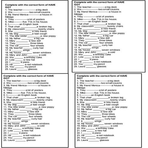 Complete with the correct form of have | DOCX