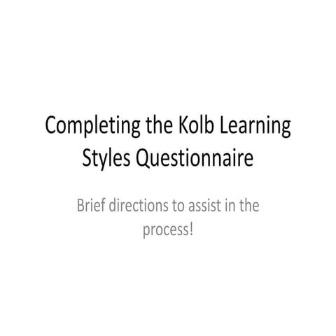 Kolb Learning Styles Questionnaire Printable