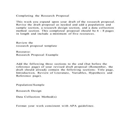 Completing the Research ProposalThis week you expand upon your d | PDF
