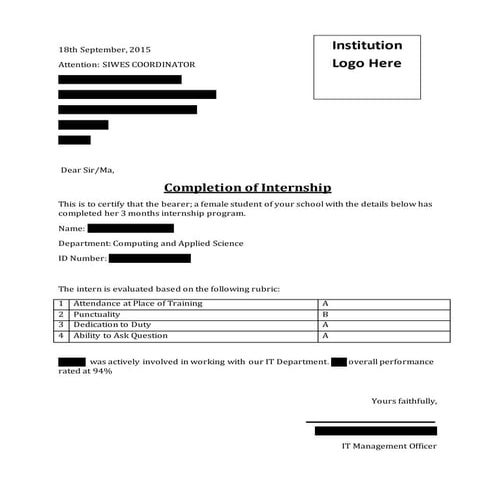 Internship completion certificate | PDF