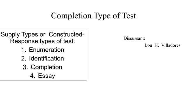 Essay type test | PPTX