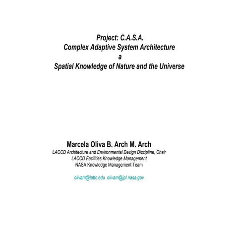 Complex Adaptive System Architecture By Marcela Oliva B | PPT