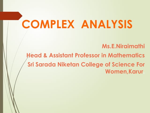Complex analysis | PPTX