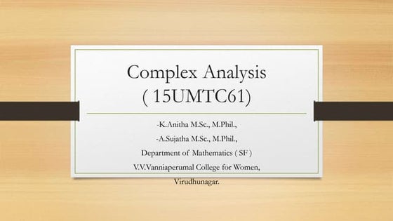 Complex analysis | PPTX