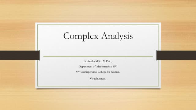 Complex analysis | PPTX