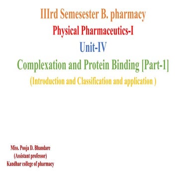 Complexation and Protein Binding [Part-1] (Introduction and ...