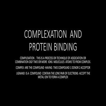 COMPLEXATION AND PROTEIN BINDING. B.pharm | PDF