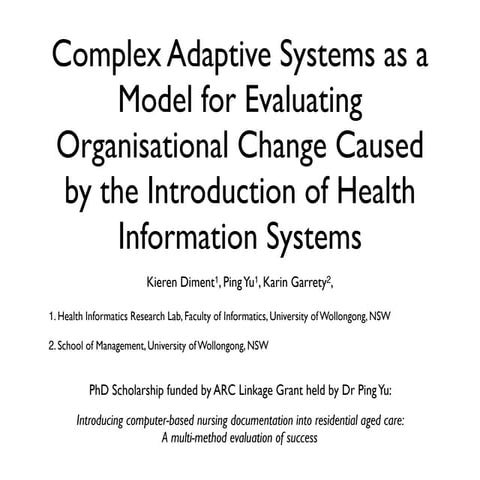 Complex Adaptive Systems as a Model for Evaluating Organisational ...