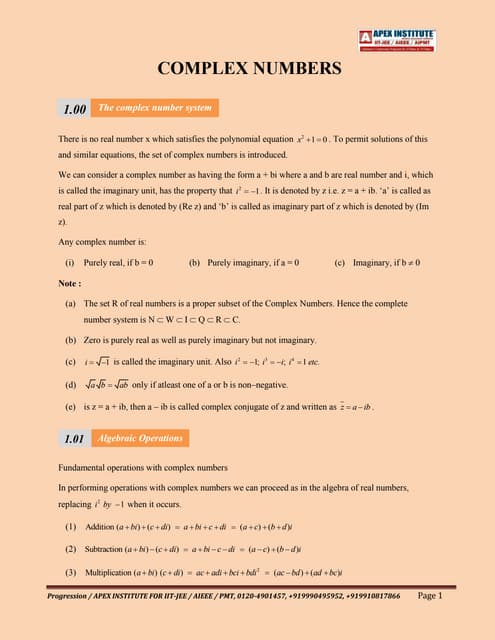 Complex numbers org.ppt | Physics | Science