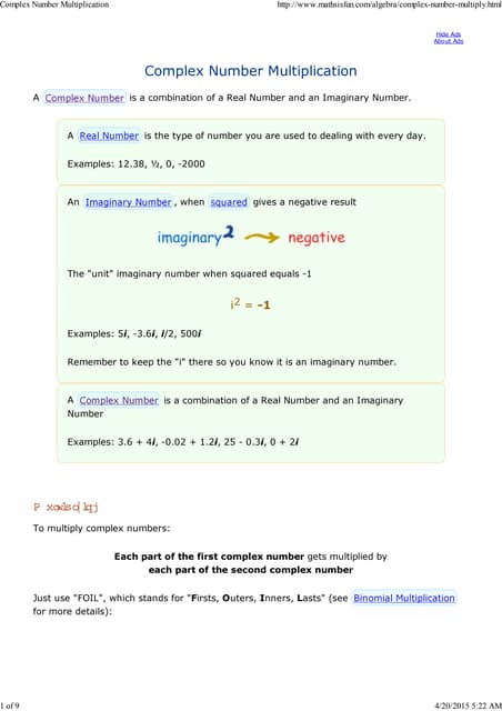 5.4 Complex Numbers | PPT