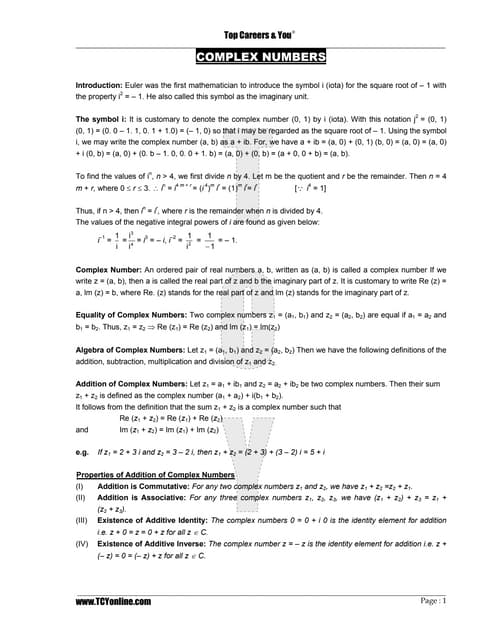 Complex Numbers | PPTX | Physics | Science